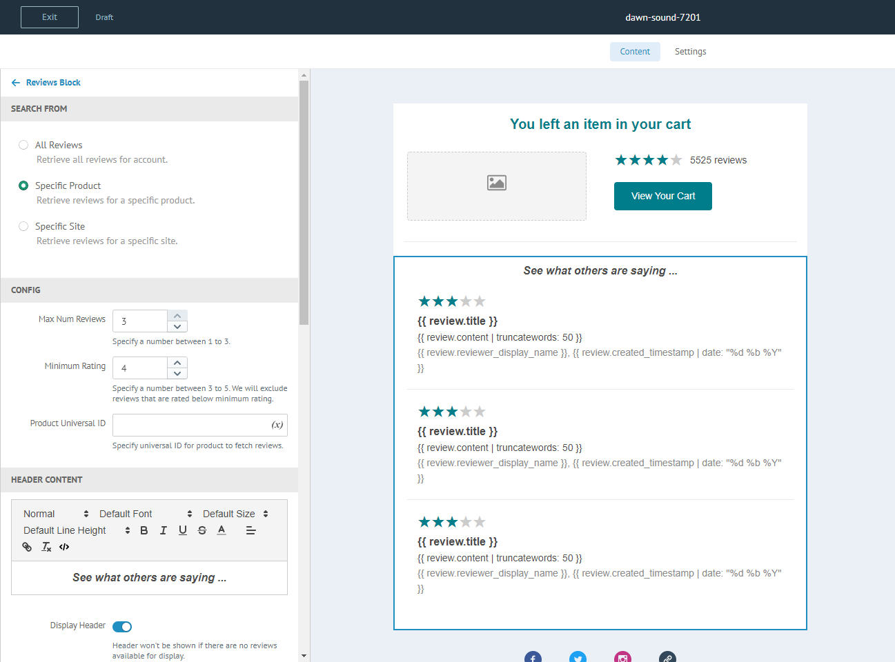 Reviews Block